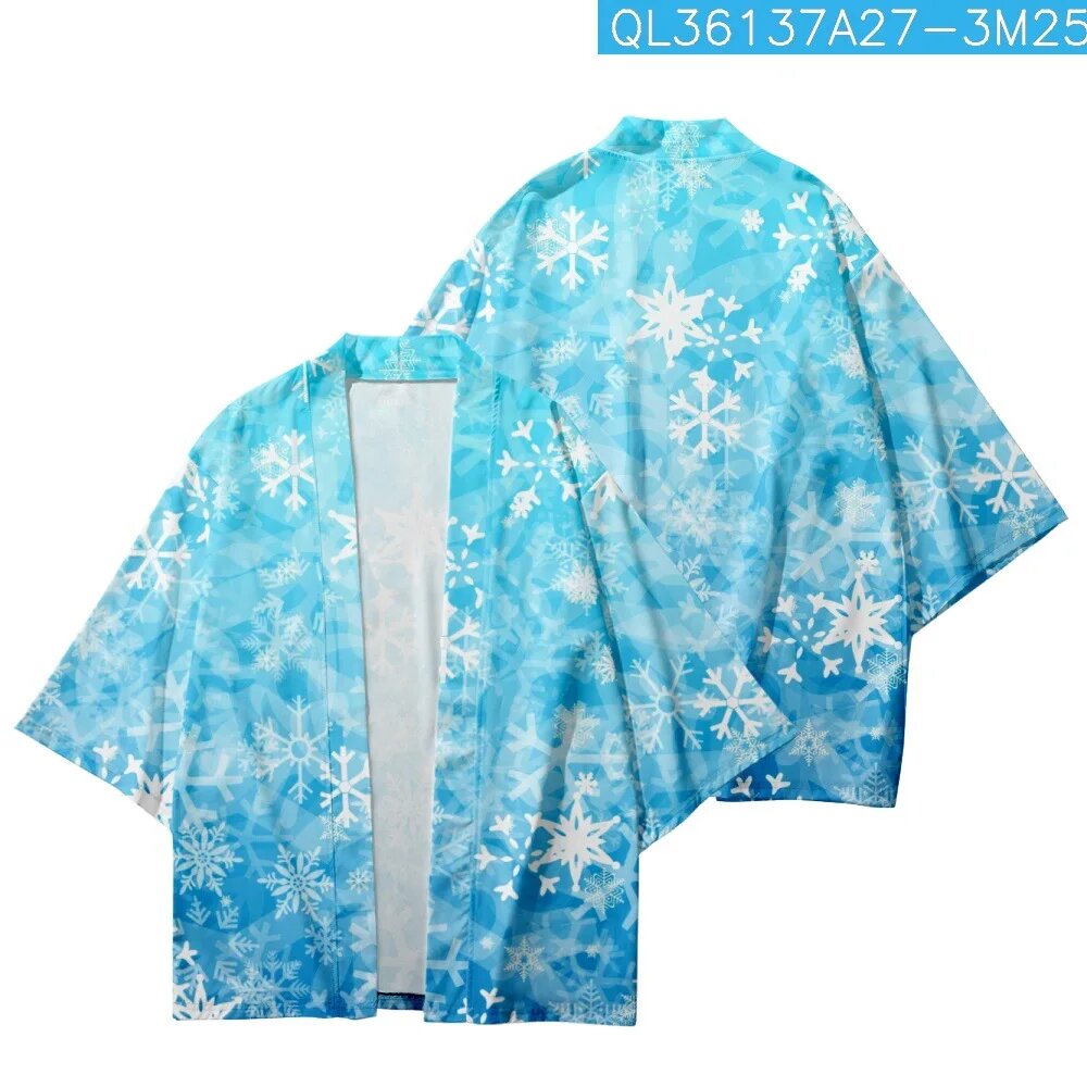 Женское/Мужское кимоно NIUNIUSHOW с принтом снежинок XXL, kimono