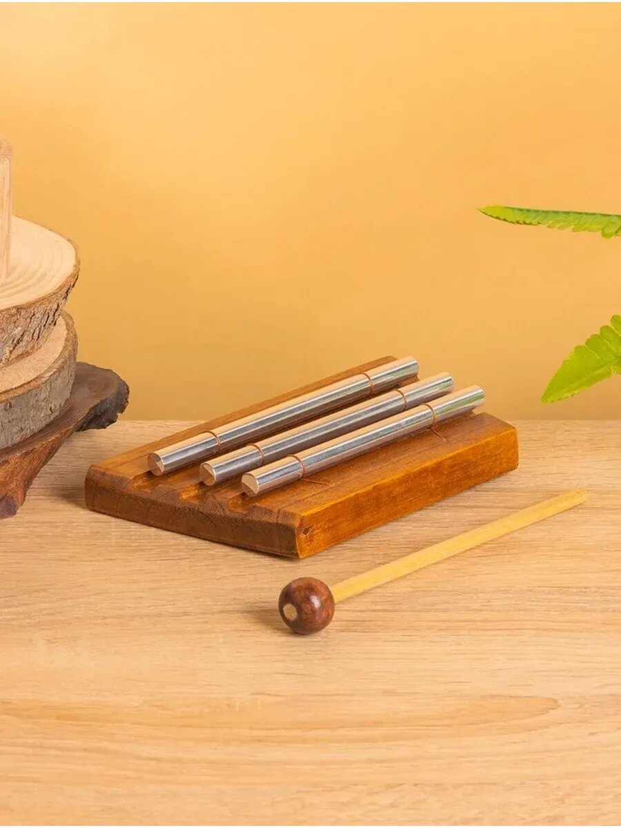 Маленький музыкальный ксилофон из махагона и алюминия