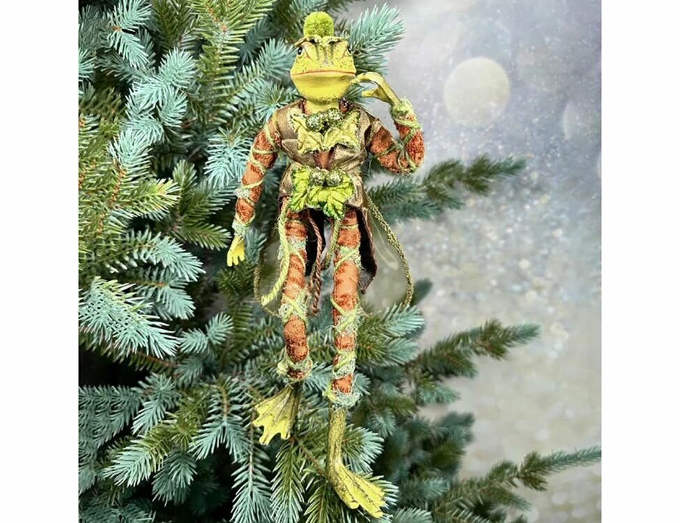 Ёлочная игрушка лягушонок эльф, полиэстер, 30 см, Кристмас Делюкс (Christmas Deluxe) 86644