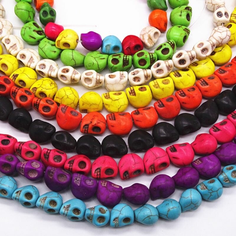 120 шт, рассыпчатые бусины в виде черепа-белый