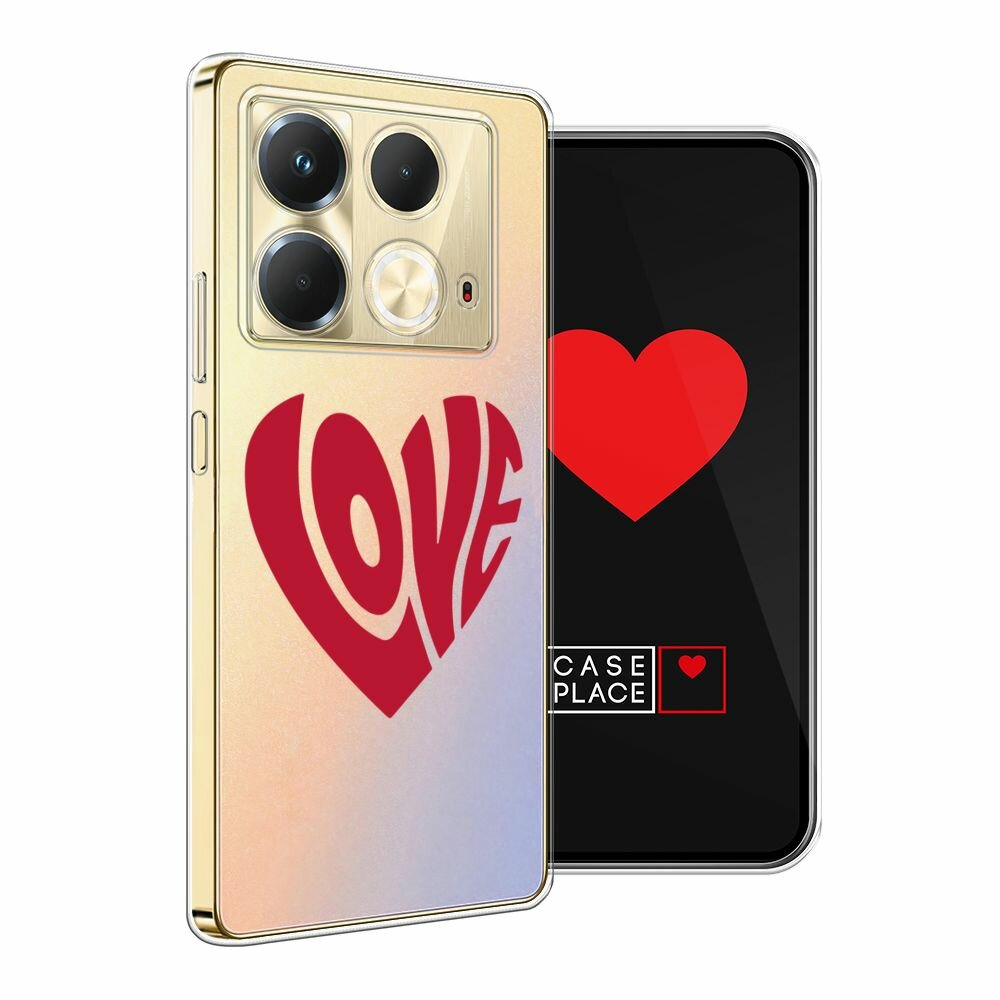 Чехол на Infinix Note 40 / Инфиникс Нот 40 с принтом "Love heart 2 - 14 февраля", прозрачный — фото 1