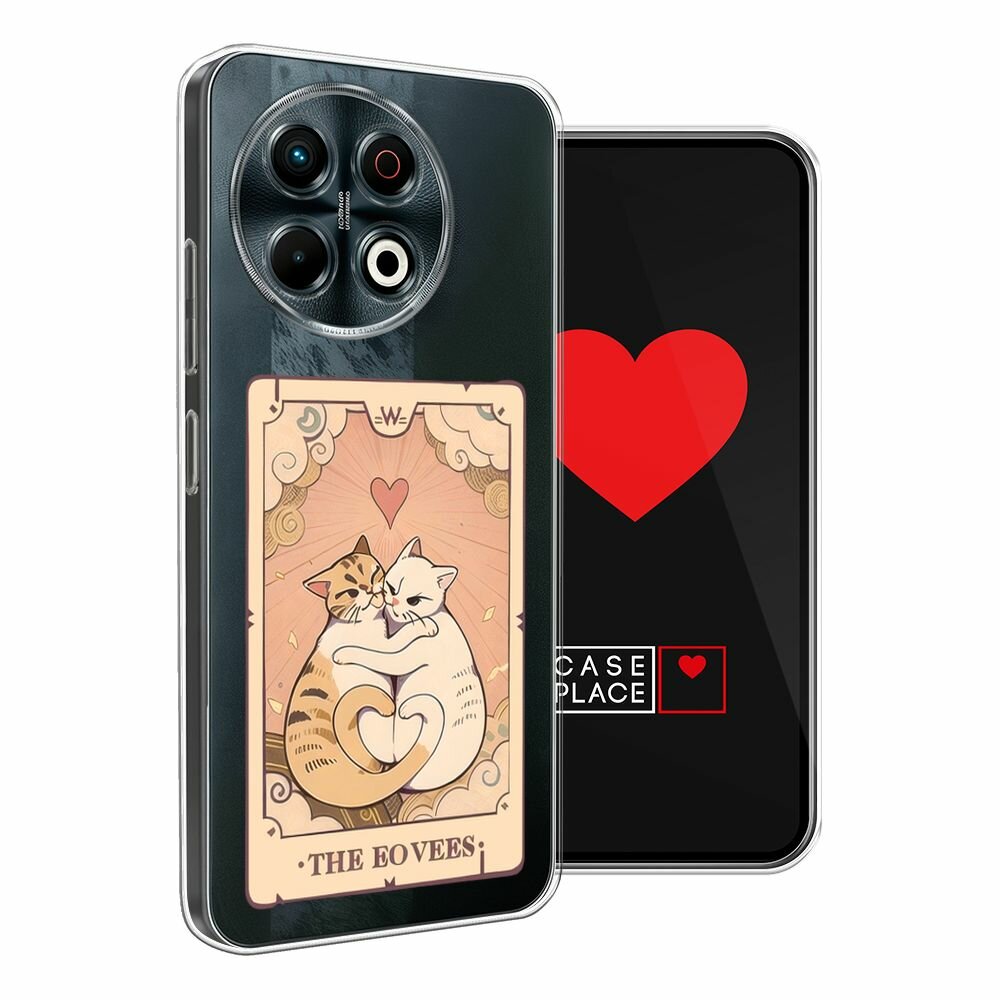 Чехол на Tecno Spark 30 Pro / Текно Спарк 30 Про с принтом "The lovers cats 2 - 14 февраля", прозрачный — фото 1