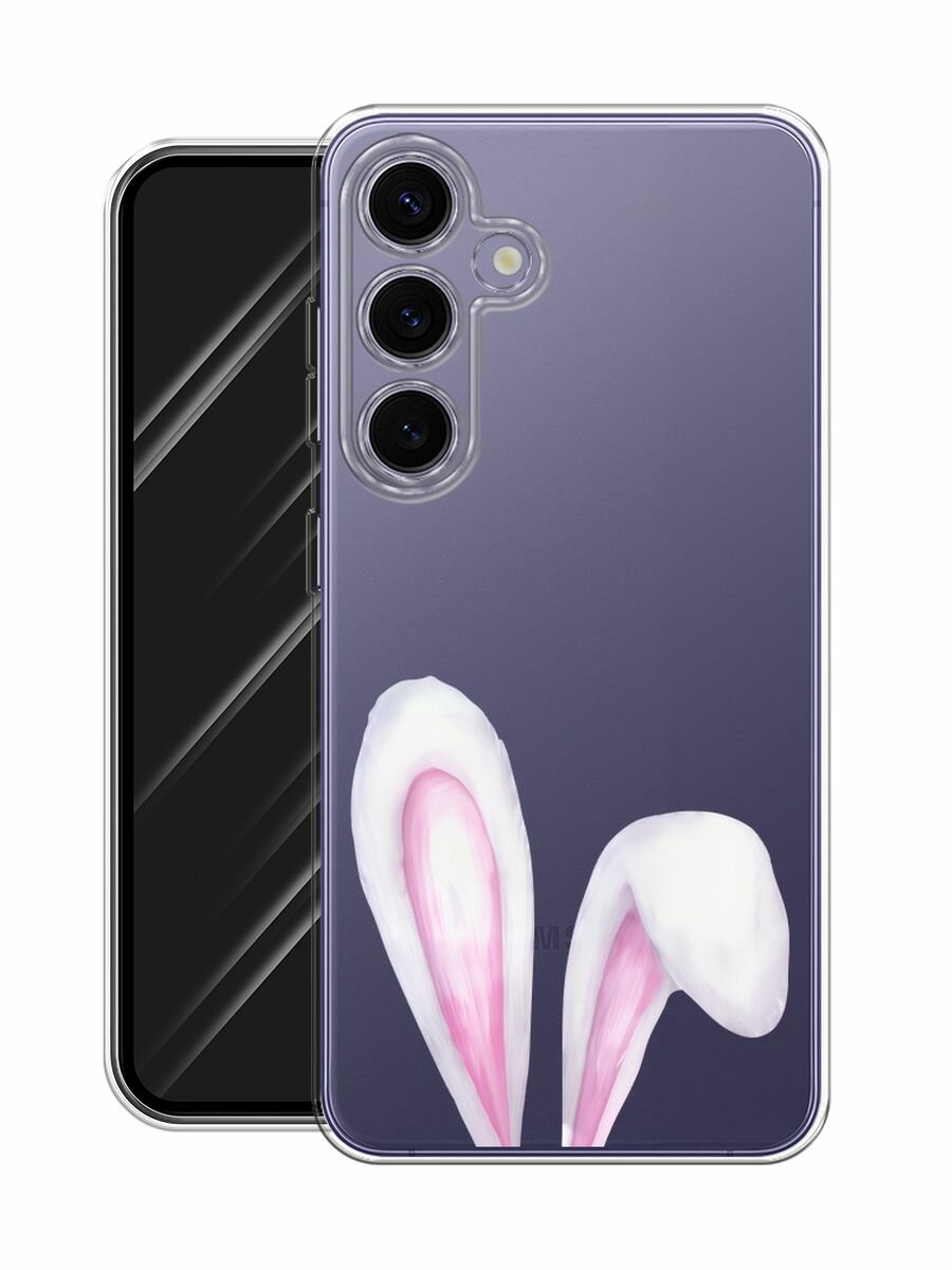 Чехол на Samsung Galaxy S24 Plus / Самсунг S24 Plus с принтом "Кроличьи уши 2", прозрачный — фото 1