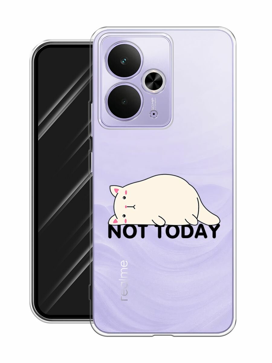 Чехол на Realme 14T / Реалми 14Т с принтом "Cat not today", прозрачный — фото 1