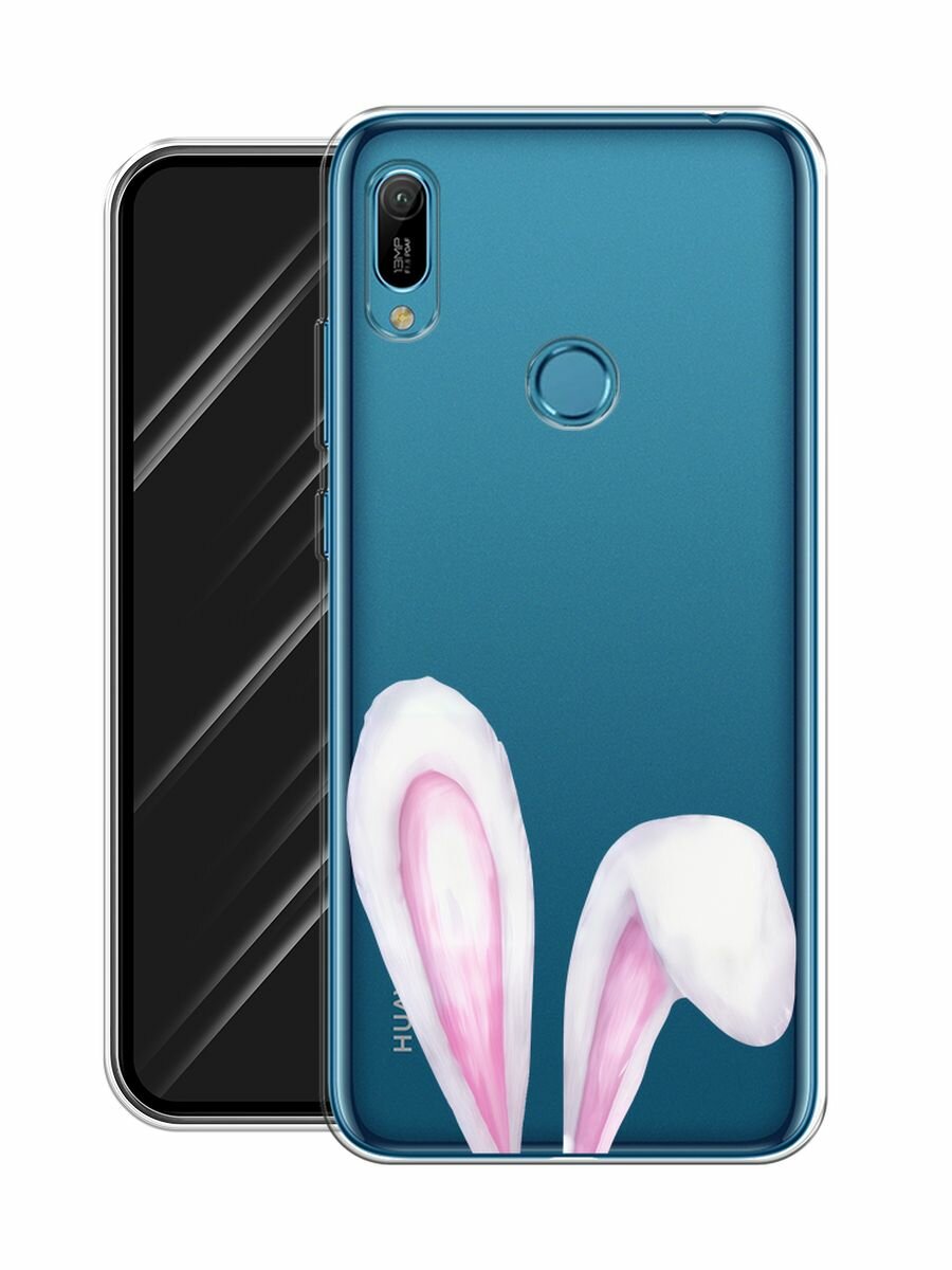Чехол на Honor 8A/8A Pro/Huawei Y6s/Y6 2019 / Хонор 8А с принтом "Кроличьи уши 2", прозрачный — фото 1
