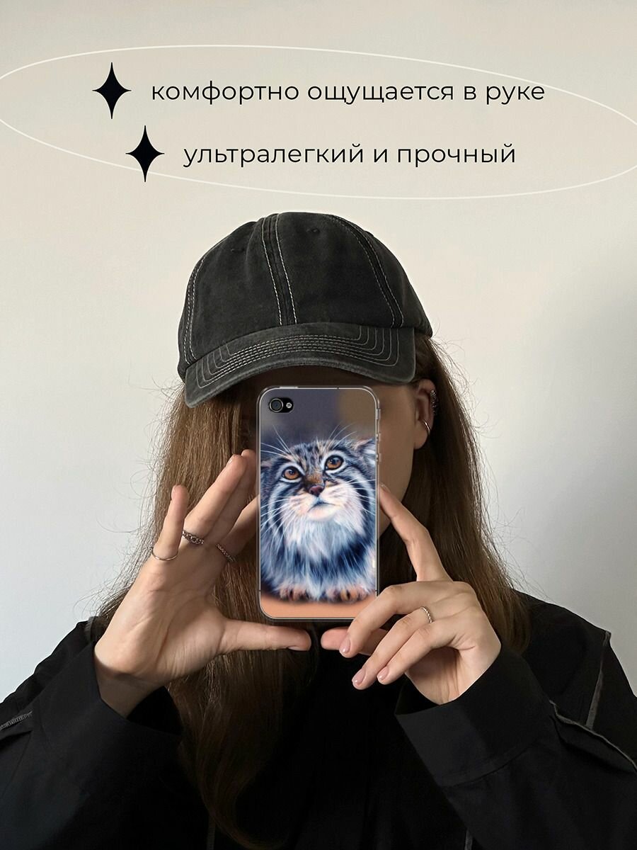 Чехол на Apple iPhone 4/4S / Айфон 4/4S с принтом "Кот манул 2" — фото 1
