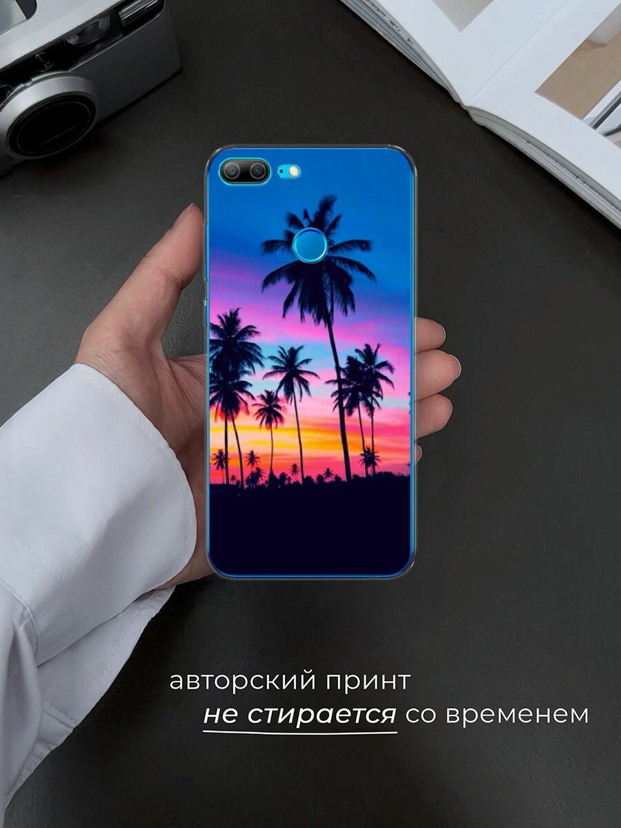 Силиконовый чехол на Honor 9 Lite / Хонор 9 Лайт с принтом "Закат 5" — фото 1