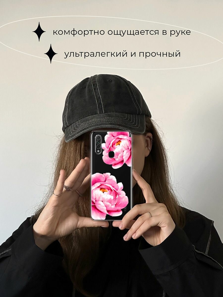 Чехол на Oppo A31 / Оппо А31 с принтом "Open peonies", прозрачный — фото 1