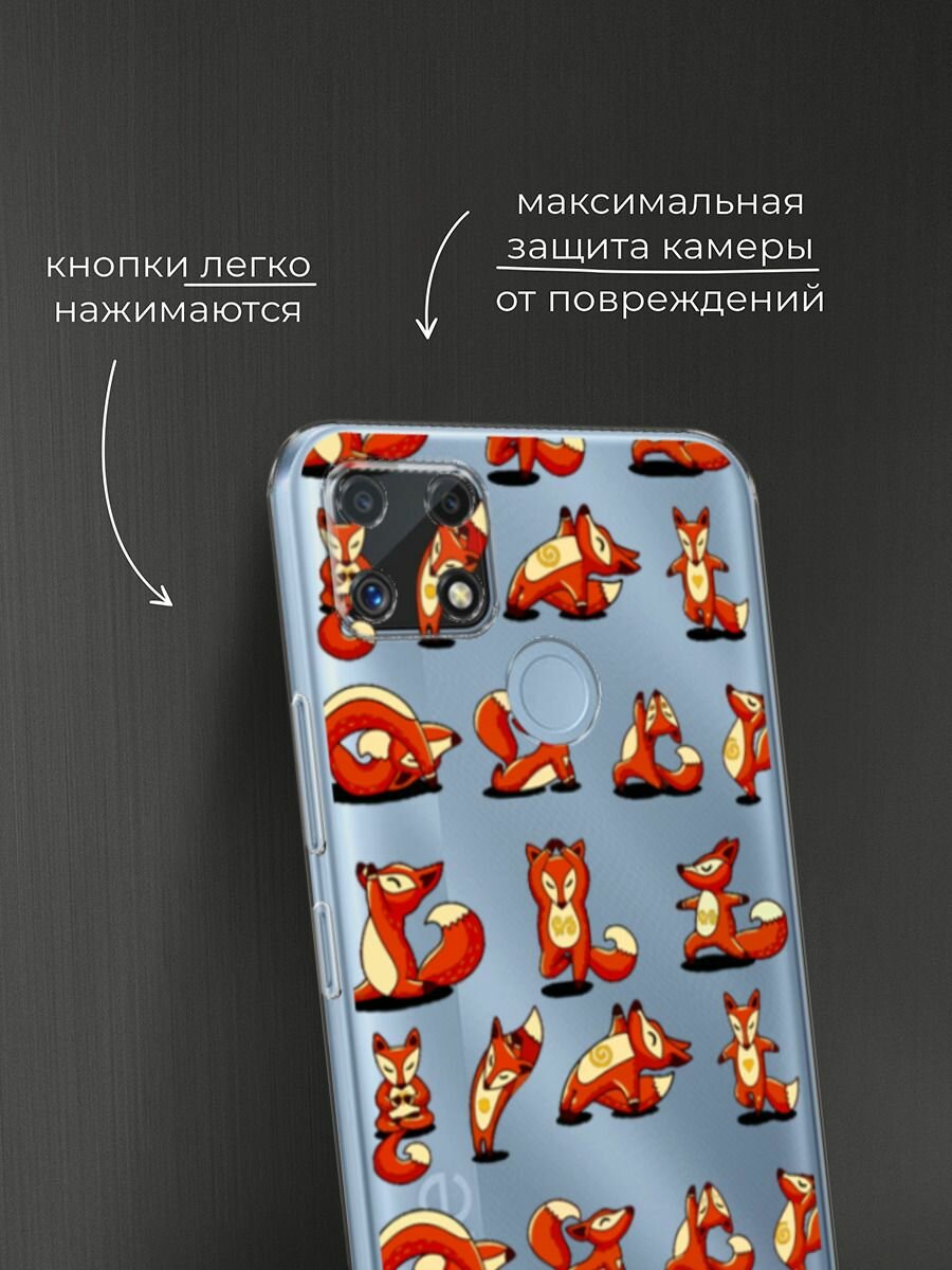 Чехол на Realme C25/C25s / Реалми С25/C25s с принтом "Йога для лисы", прозрачный — фото 1