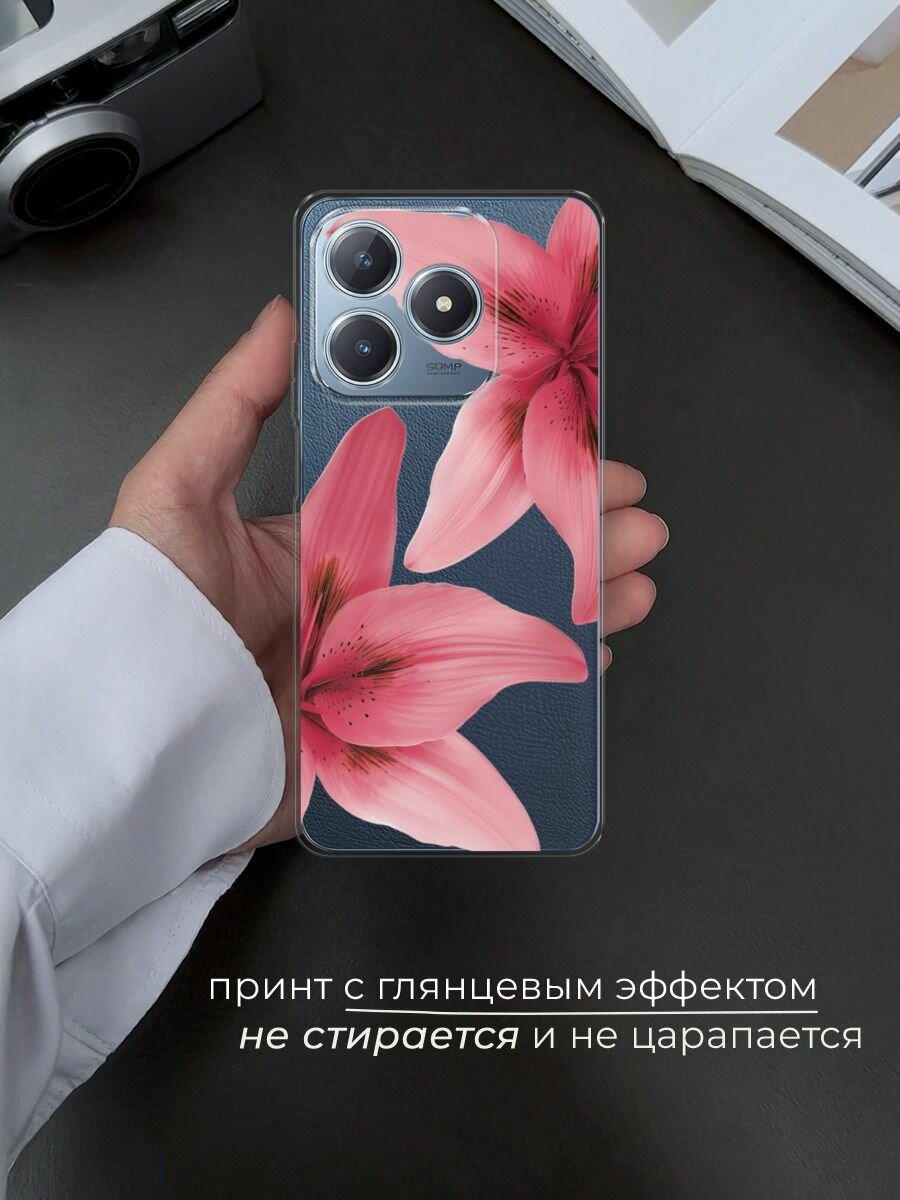 Чехол на Realme C63 / Реалми С63 с принтом "Pink flower" — фото 1