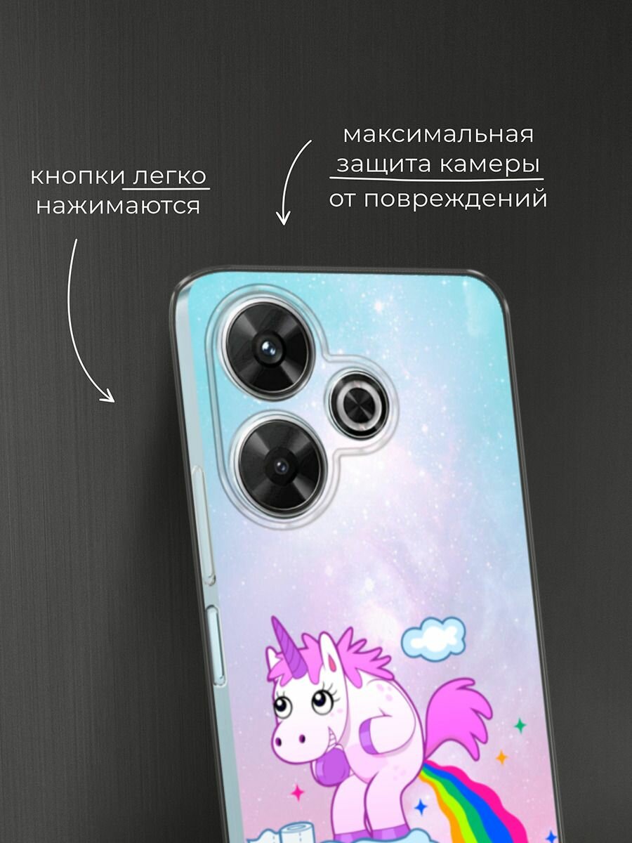 Чехол на Xiaomi Redmi Note 13R/Redmi 13/Poco M6 4G/M6 Plus с принтом "Единорог какает" — фото 1