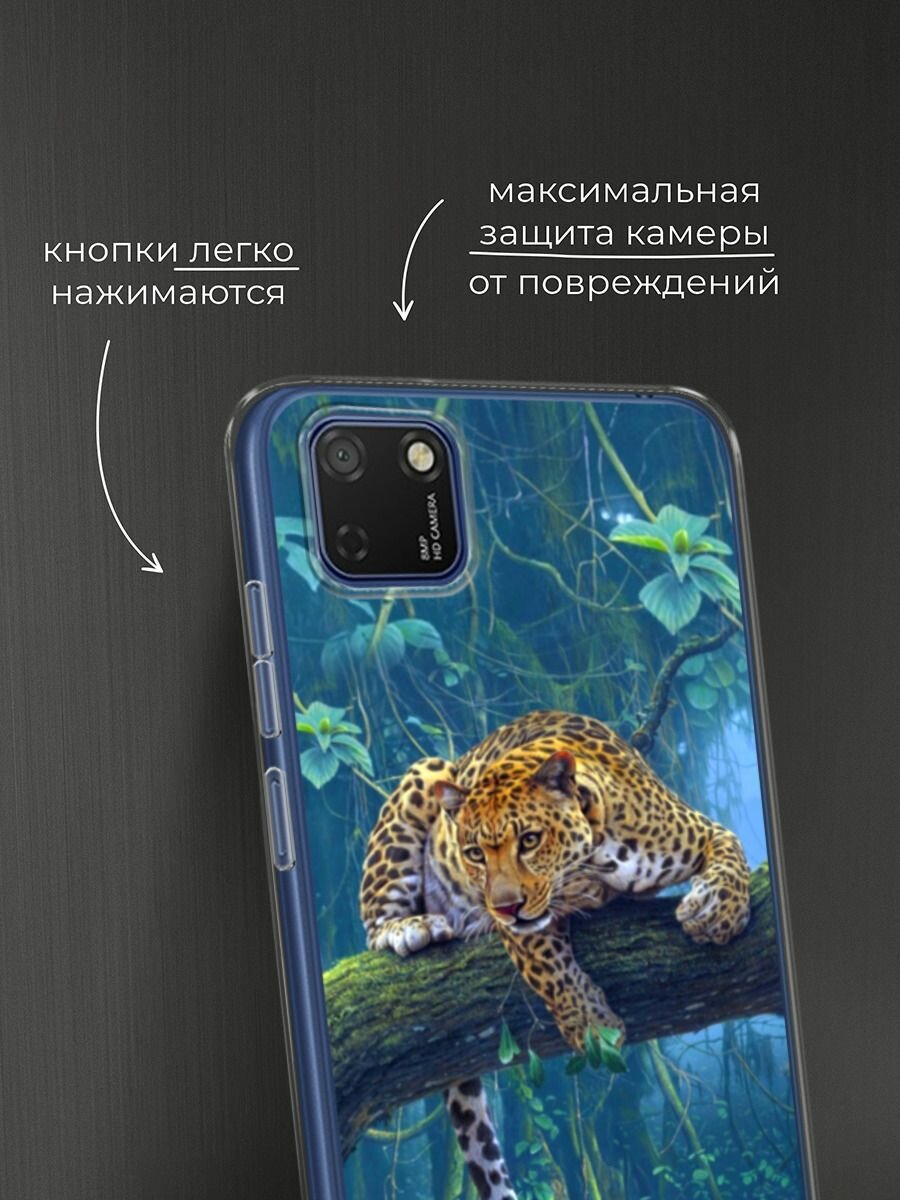 Чехол на Honor 9S/Huawei Y5p / Хонор 9S/Хуавей Y5p с принтом "Леопард охотник" — фото 1