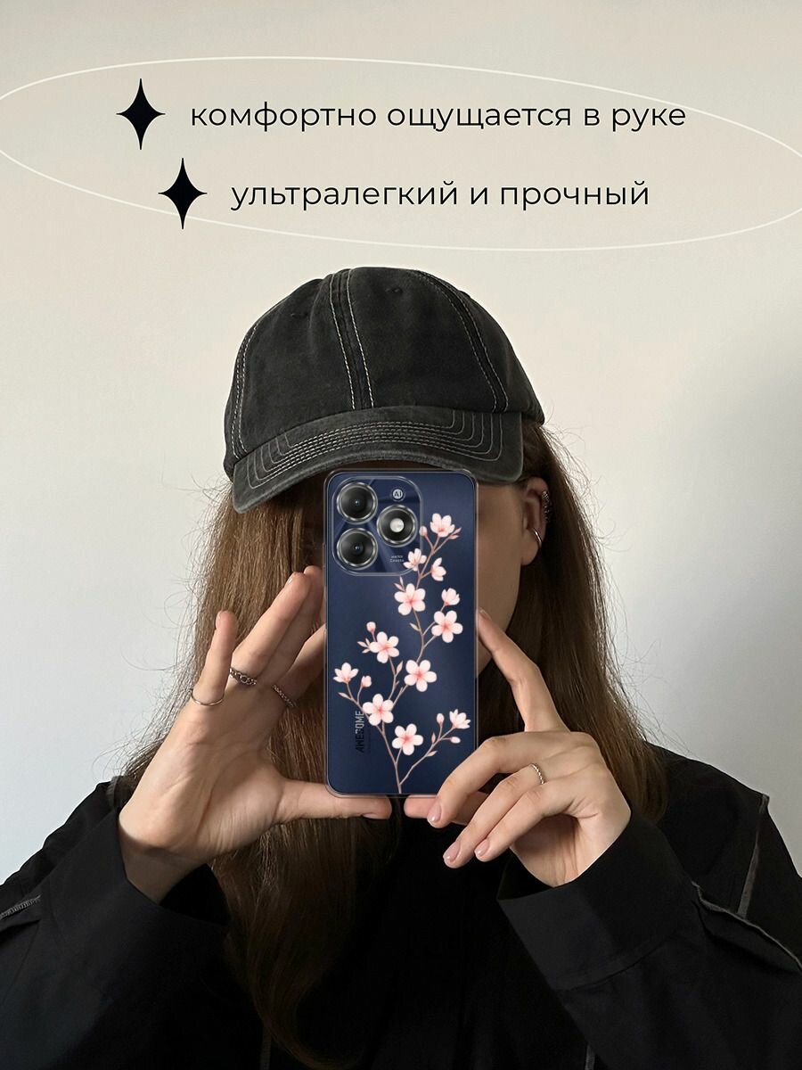 Чехол на Itel A70 / Ител А70 с принтом "Веточка сакуры 2" — фото 1