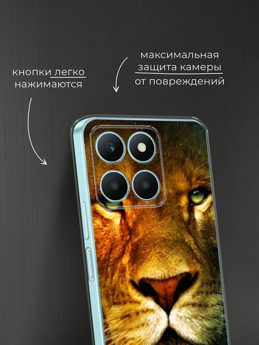 Силиконовый чехол на Honor X6A / Хонор X6A с принтом "Лев арт 8" — фото 1