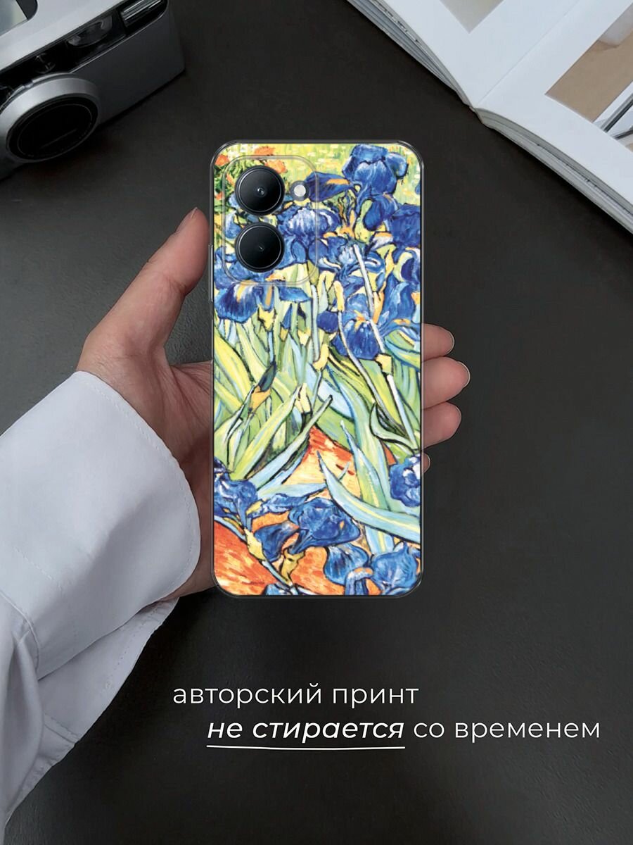 Силиконовый чехол на Realme C33 / Реалми С33 с принтом "Ирисы Ван Гог" — фото 1