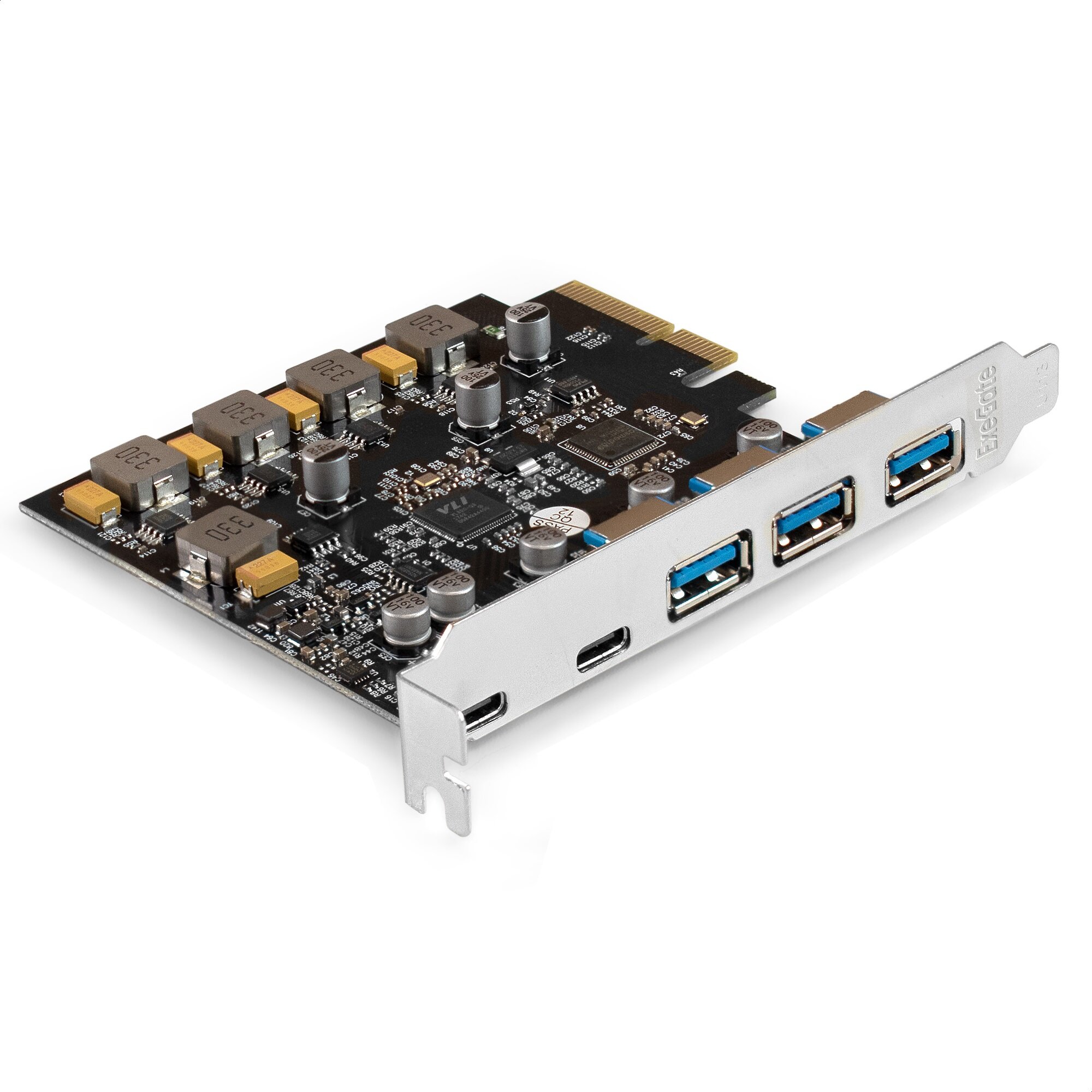 Контроллер ExeGate EXE-313-3A2C 10Gbps (PCI-E x4 v3.0, USB3.2 Gen2 3xType-A + 2xType-C ext, SuperSpeed+ скорость до 10 Гбит/с, ASMedia Chipset ASM3142) EX298301RUS