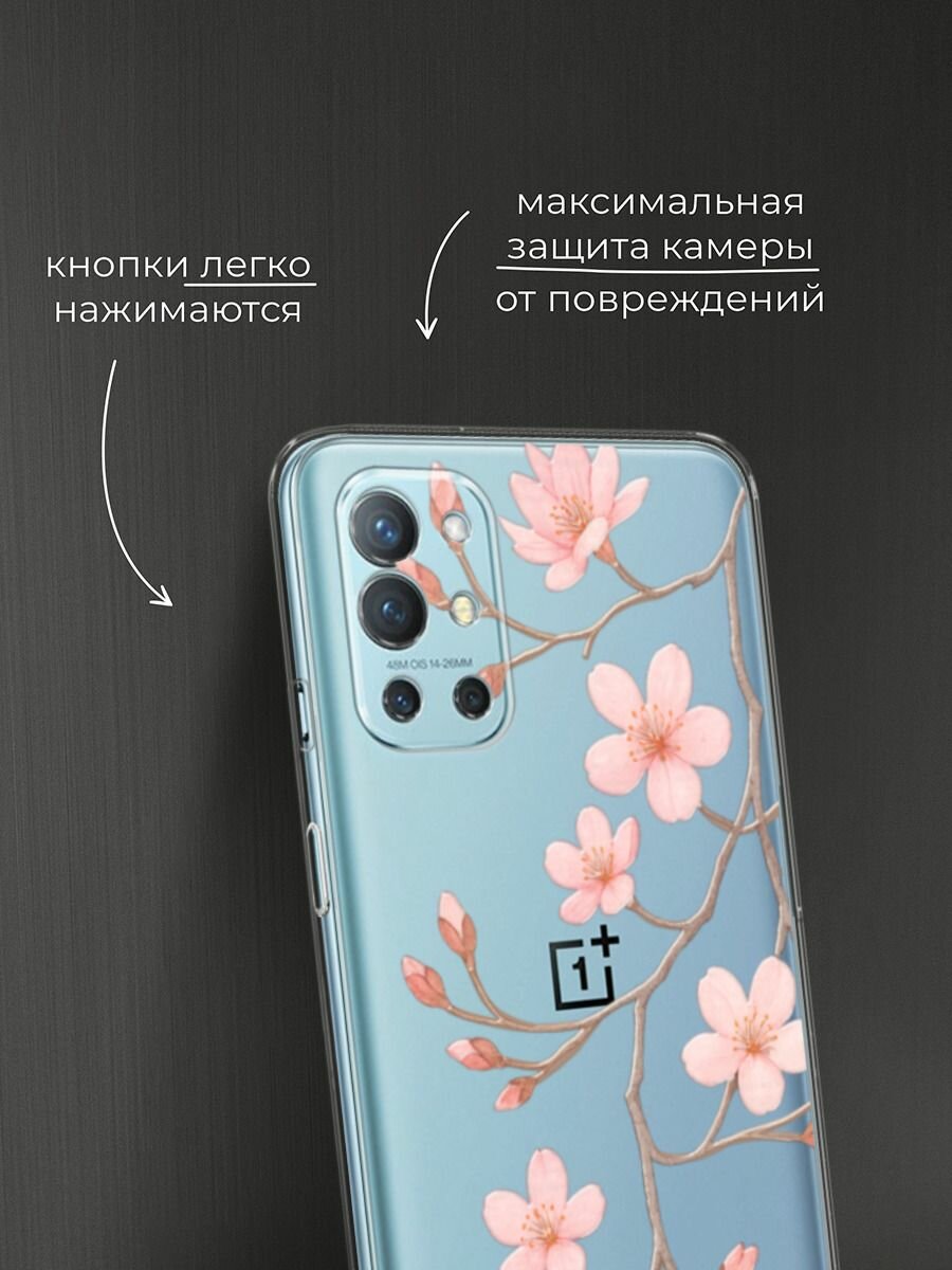 Чехол на OnePlus 9R / ВанПлас 9R с принтом "Веточка распускающейся сакуры 2" — фото 1