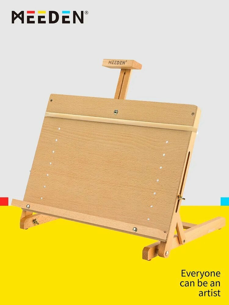 MEEDEN Большой настольный мольберт H-образной формы регулируемая подставка для холстов до 23" из массива бука (для художников, подростков и начинающих)