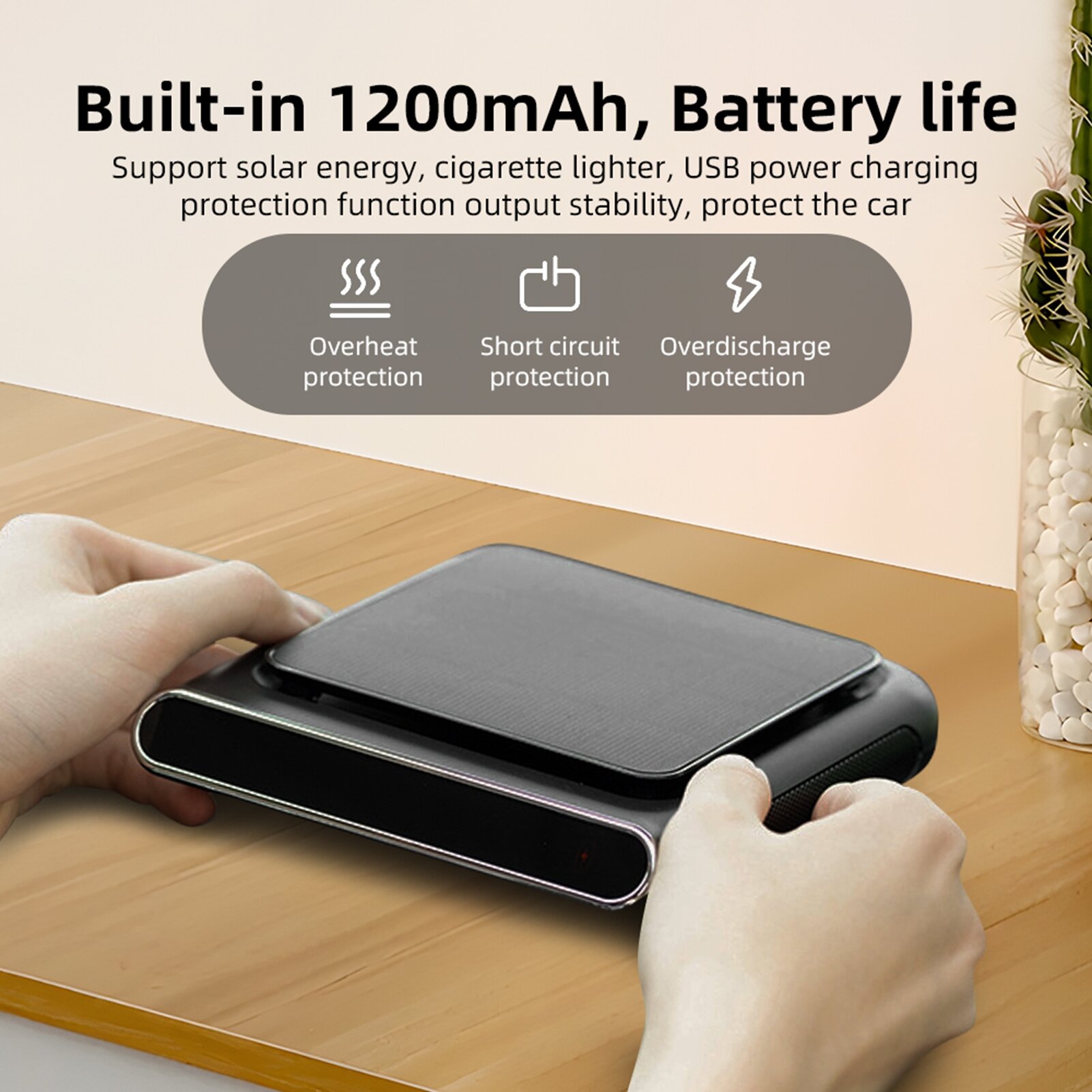 Автомобильный очиститель воздуха на солнечной энергии Высокопроизводительный очиститель воздуха для автомобиля 3 режима Регулируемый тихий портативный настольный очиститель воздуха Удаляет пыль / дым / запахи и вредные частицы