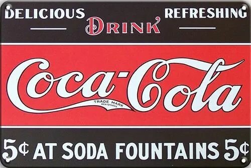 Реклама Coca-Cola, Жестяная табличка, Барный фон, домашний декор,30*20