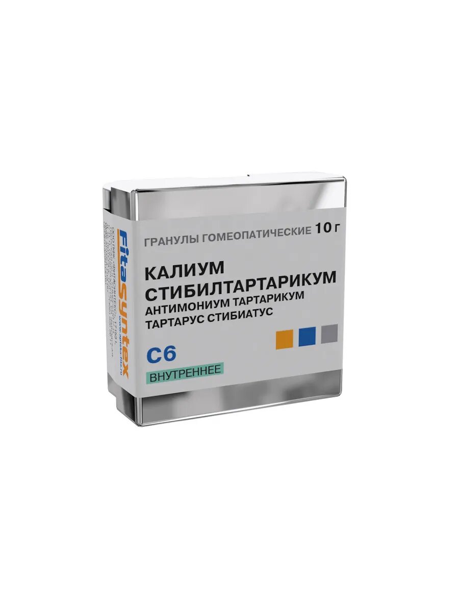 Калиум стибилтартарикум С6, гранулы гомеопатические моно, 10 грамм , Фитасинтекс