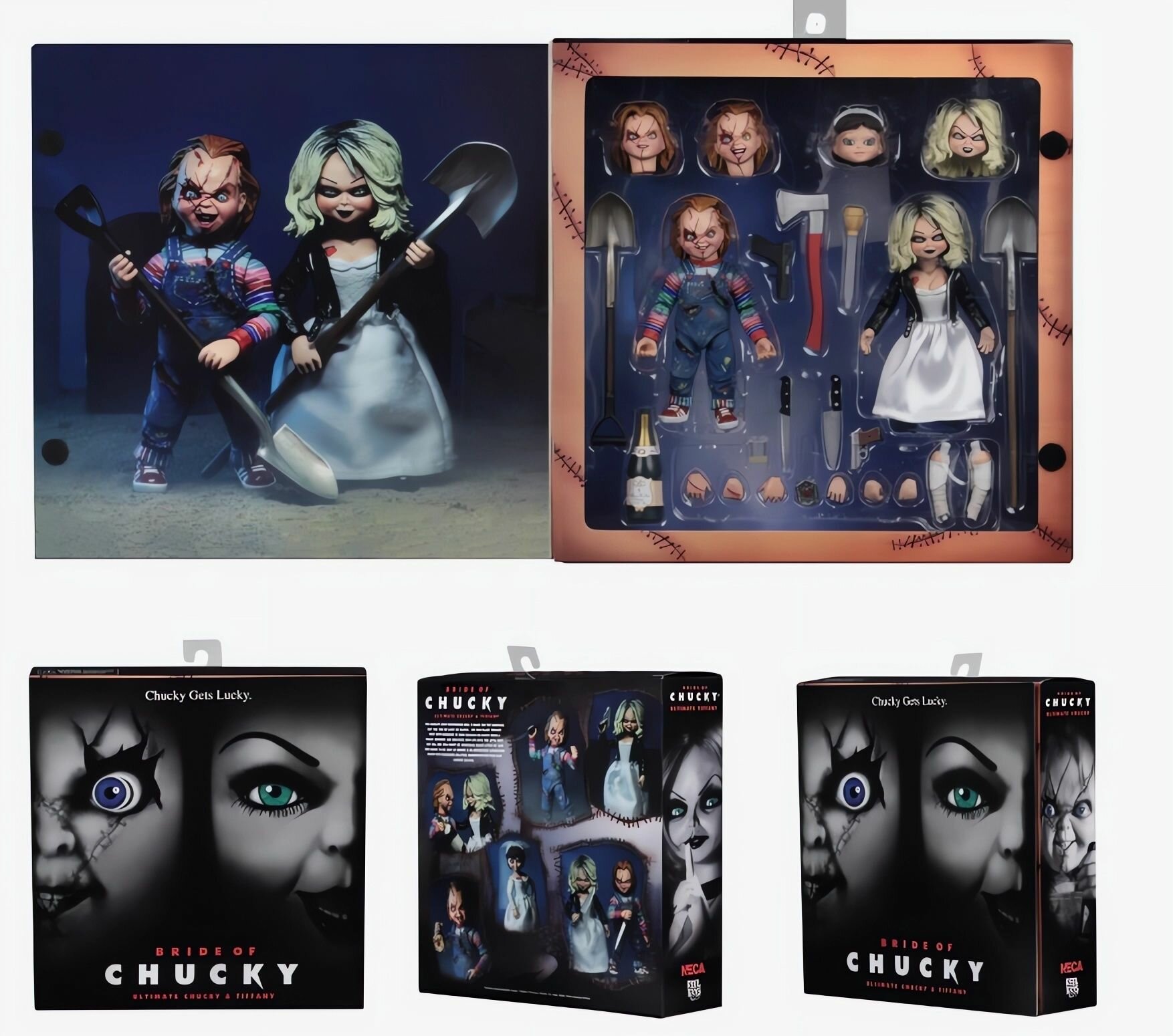Коллекционный набор фигурок с аксессуарами 2 в 1 "Чаки с невестой Тиффани Валентайн" (NECA/Bride of Chucky)