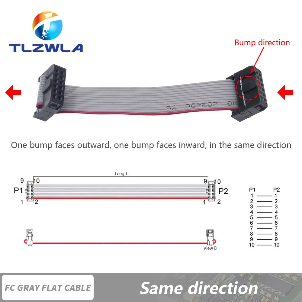 Серый плоский ленточный кабель для передачи данных TLZWLA FC-6/8/10/12/14/16/18/20/24/26/30/34/40/50 контактов 2x13Pin 26P, 50CM, Type F