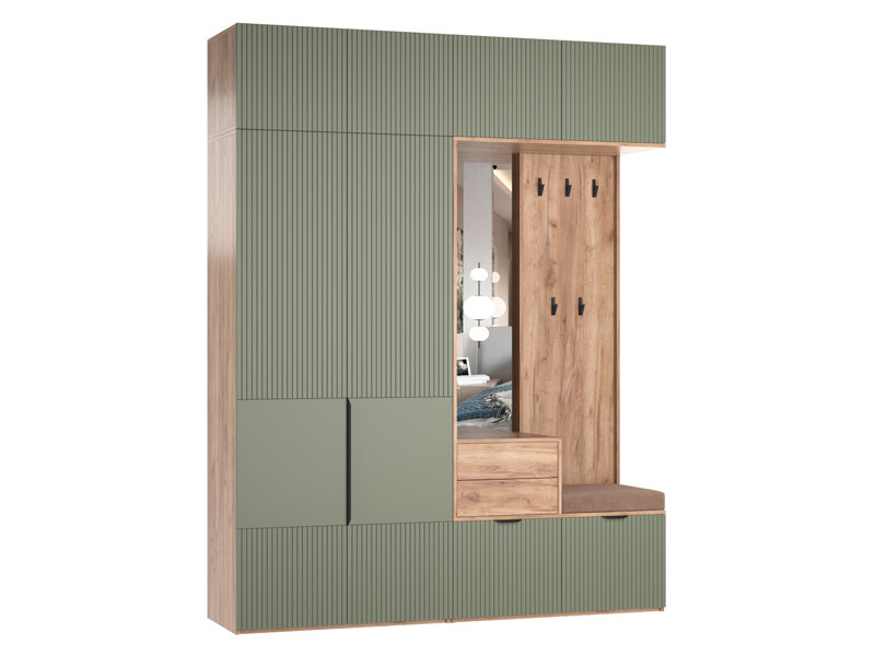 Прихожая в коридор "Тайлер 3" 180х240х50 Дуб крафт табачный / Фентале