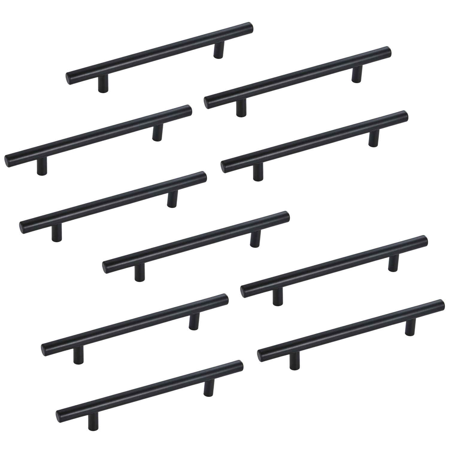 Ручка из нержавеющей стали SS201.304, полая, сплошная, Т-образная, железная ручка - U0257-160 - матовый черный (10 штук), диаметр 12 мм, материал нержавеющая сталь, цвет черный, отделка кистью никель, не яркий хром, размеры разные, смотрите фото опций, в