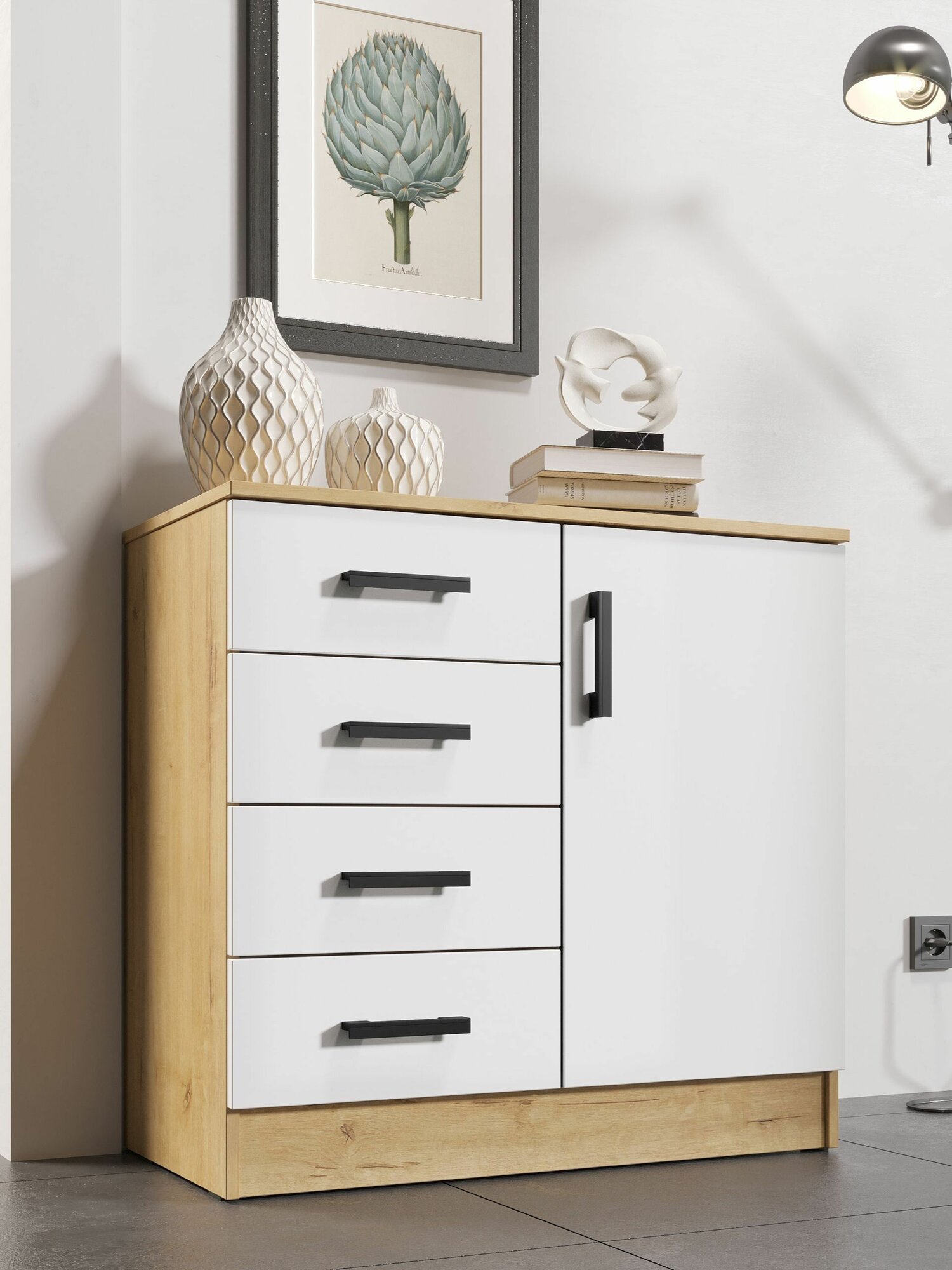 ЛДСП Комод К800-1Д Дуб вотан-белый гладкий (Эра)