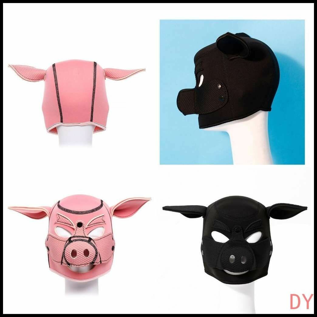 Головной убор для лица Свиньи Маска головного убора Свиньи-черный