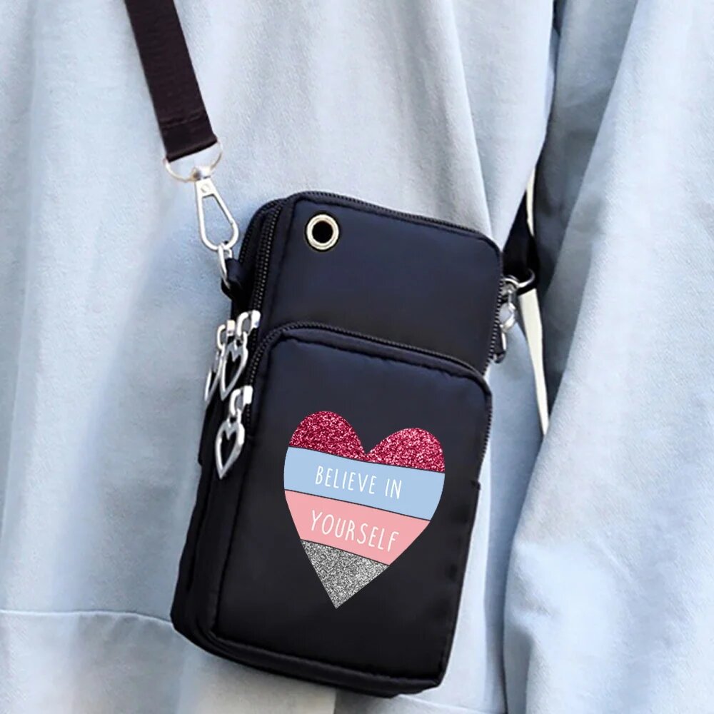 Универсальный чехол на плечо для мобильного телефона, сумки для Samsung IPhone Xiaomi, женский чехол на запястье, мини-спортивная сумка на руку, сумка с принтом «Любовь» 7Love003