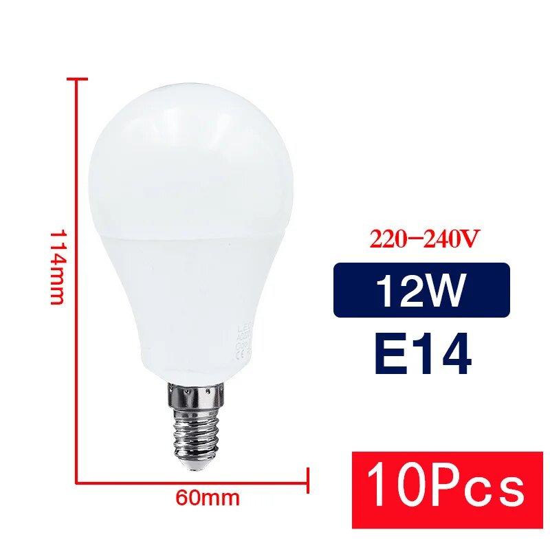 Светодиодные лампы GRZBI E27 E14 3W-24W 220V-E14-12W, Warm White