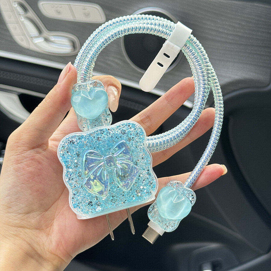 Подходит для Apple зарядного устройства Защитный чехол 20 Вт мягкая оболочка волны блеска порошок передачи данных