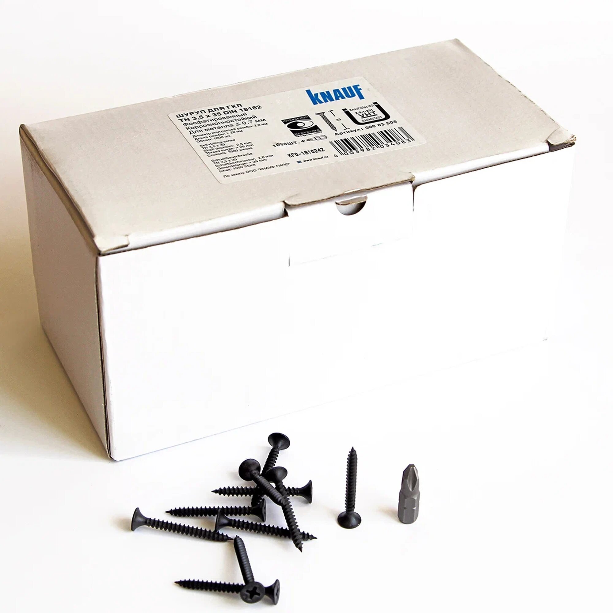 Шуруп KNAUF TN, для гипсокартона, фосфатированный, потайная головка, 3,5x35 мм