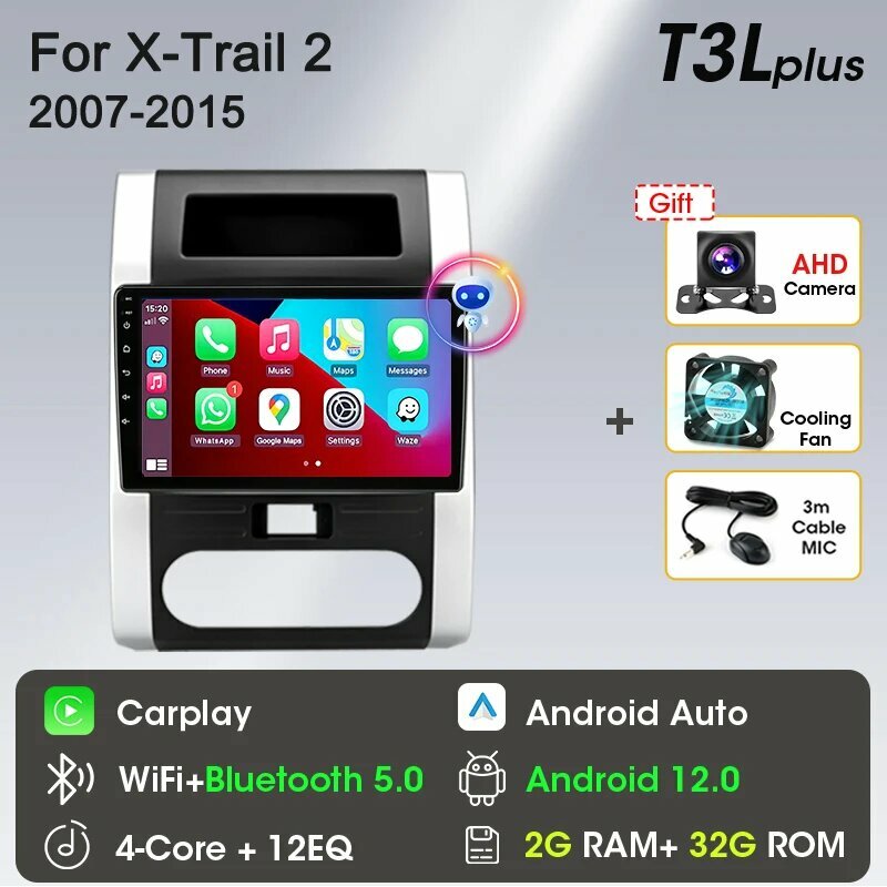 Srnubi Android 12 Carplay автомобильный радиоприемник для Nissan X-Trail XTrail X Trail 2 T31 2007-2015 мультимедийный плеер GPS карта 2 Din Стерео DVD T3L plus-Fan-Camera