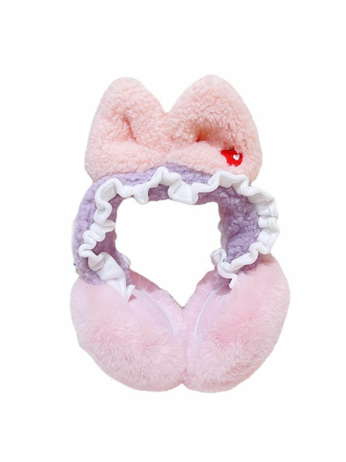 Наушники меховые, Деревянные наушники earmuffs_розовый