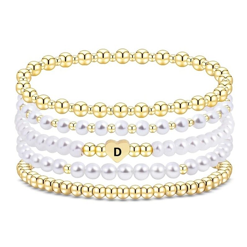 Браслет для гадания, YM Бусы с буквами Сталь Золото Жемчуг Минимализм