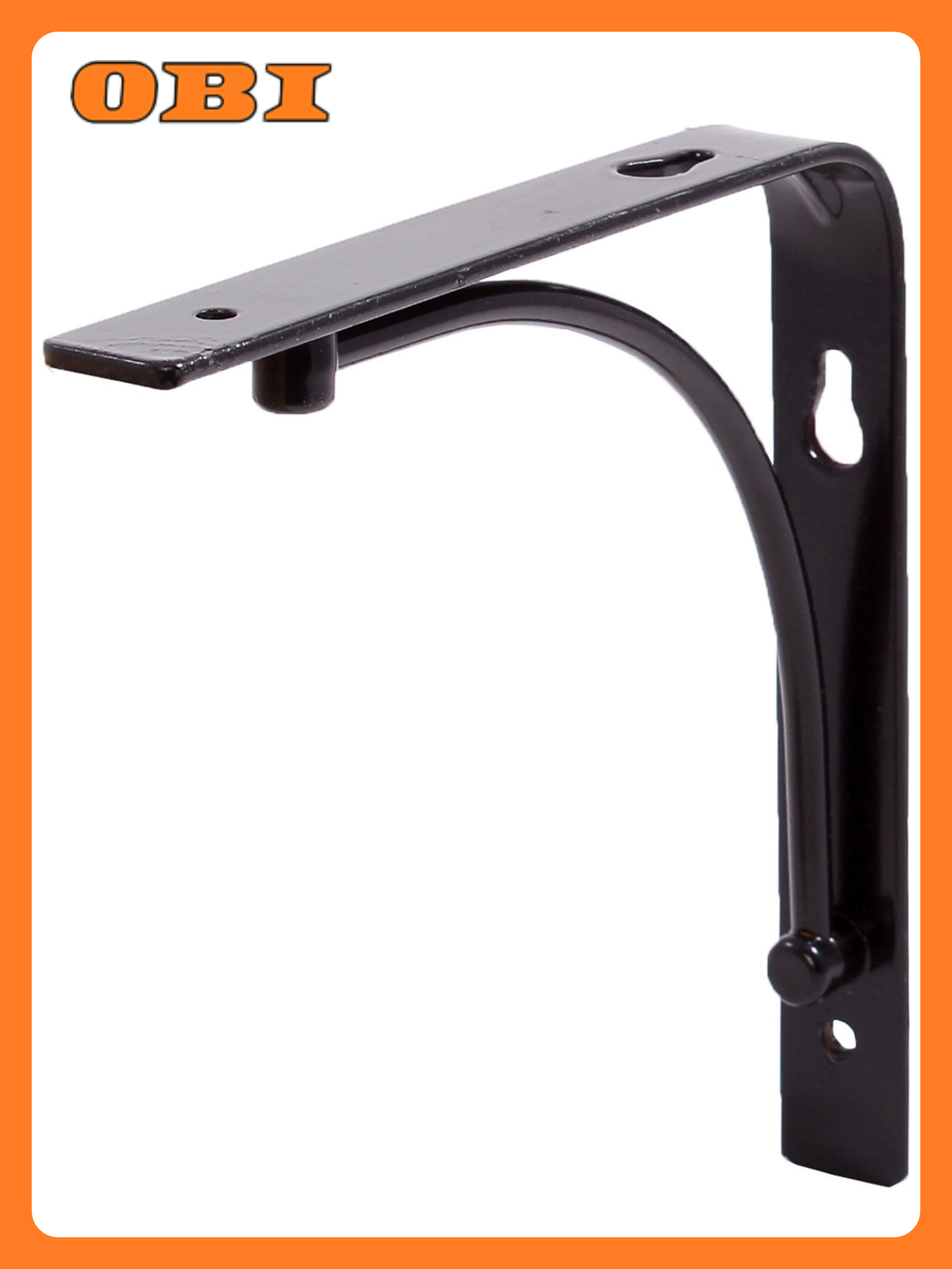 Кронштейн для полки Larvij "Арочный", черный, металл, 150x150x20 мм