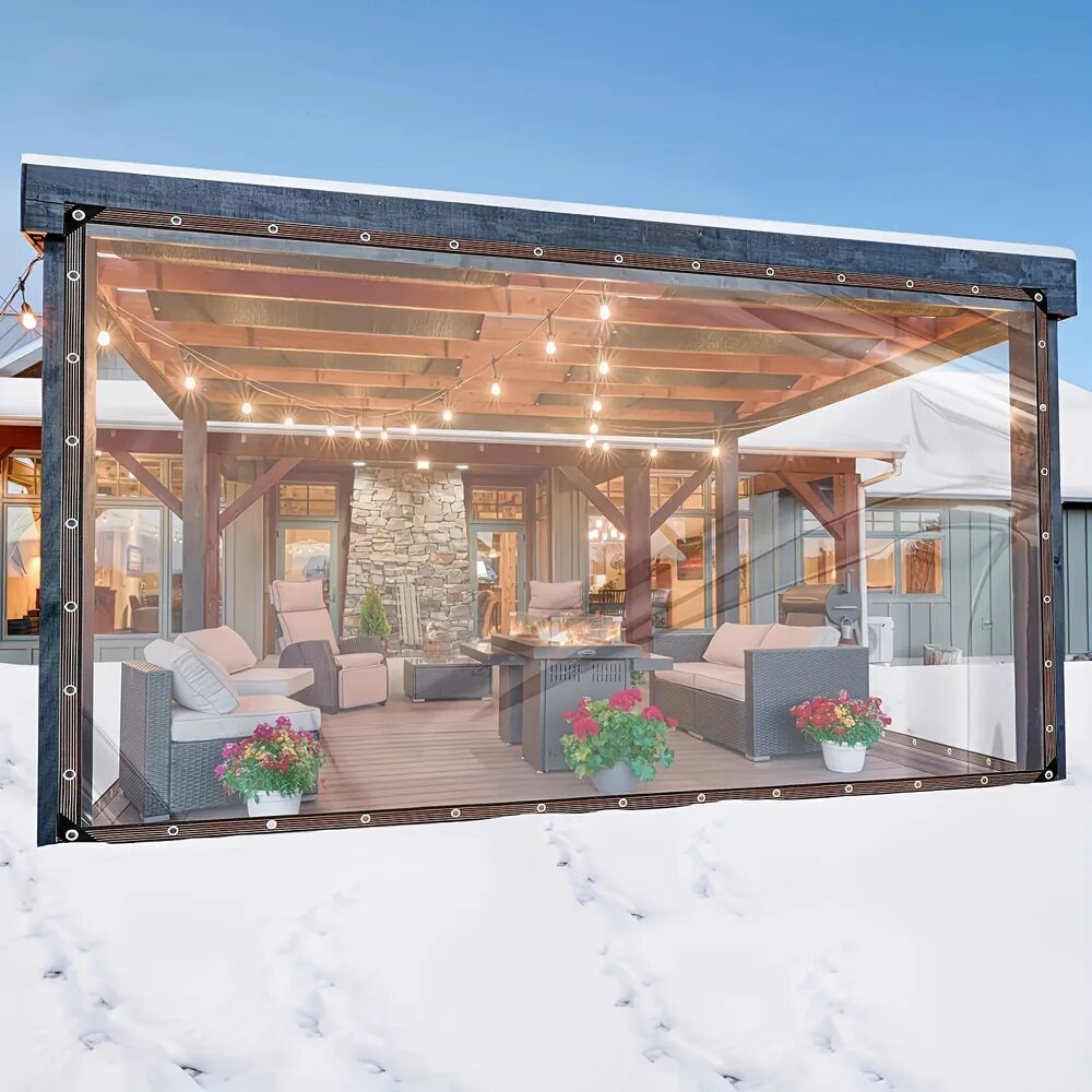 Водонепроницаемый прозрачный брезент для беседки от дождя и снега, ПВХ тент прозрачный для террасы на зиму, универсальный тент для наружных работ и укрытий