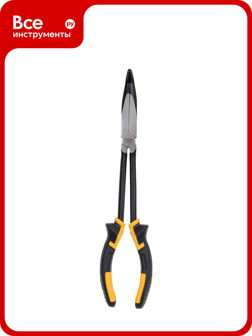 Длинногубцы TOLSEN изогнутые 90 280 мм, удлиненные двухкомп. рукоятки
