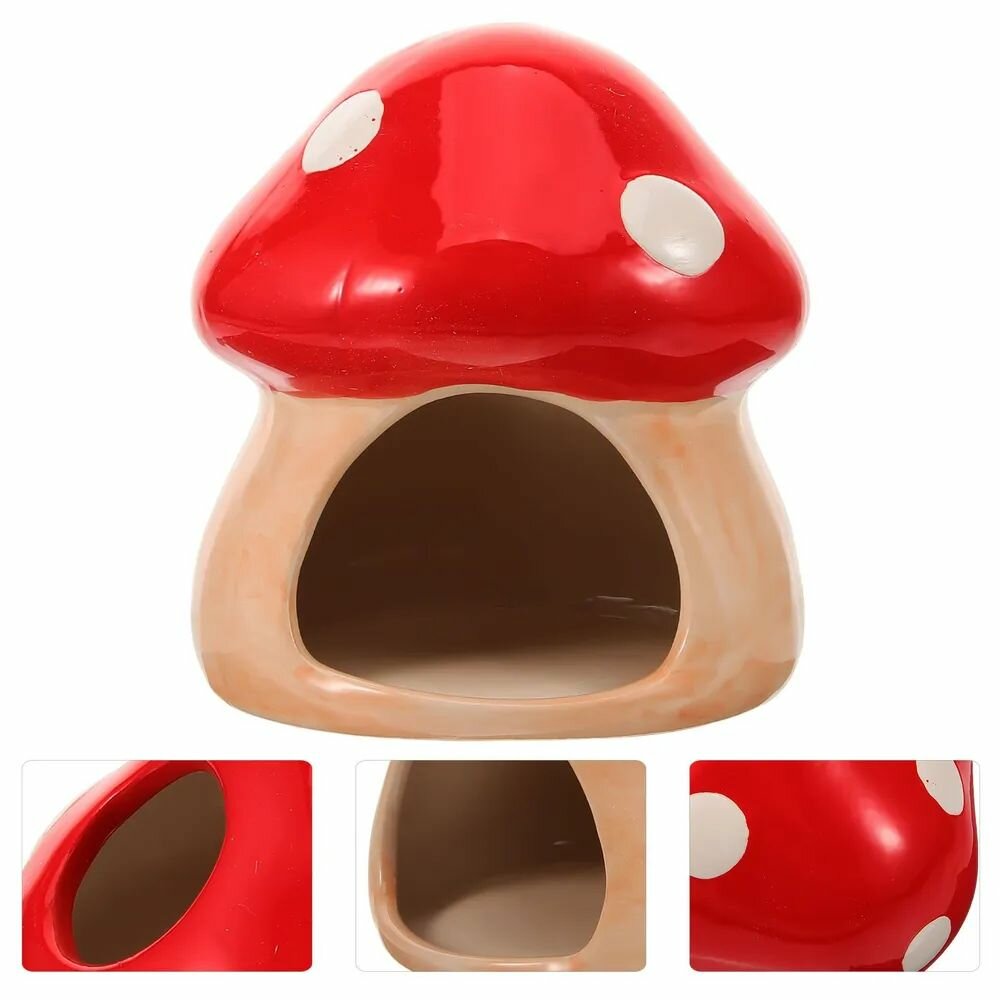 Домик Для Хомячков Из Керамики В Форме Гриба 10.00X9.50X9.50Cm