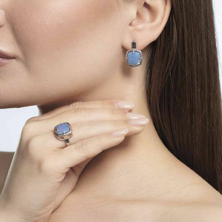 Кольцо, серебро, 925 проба, платинирование, ситалл