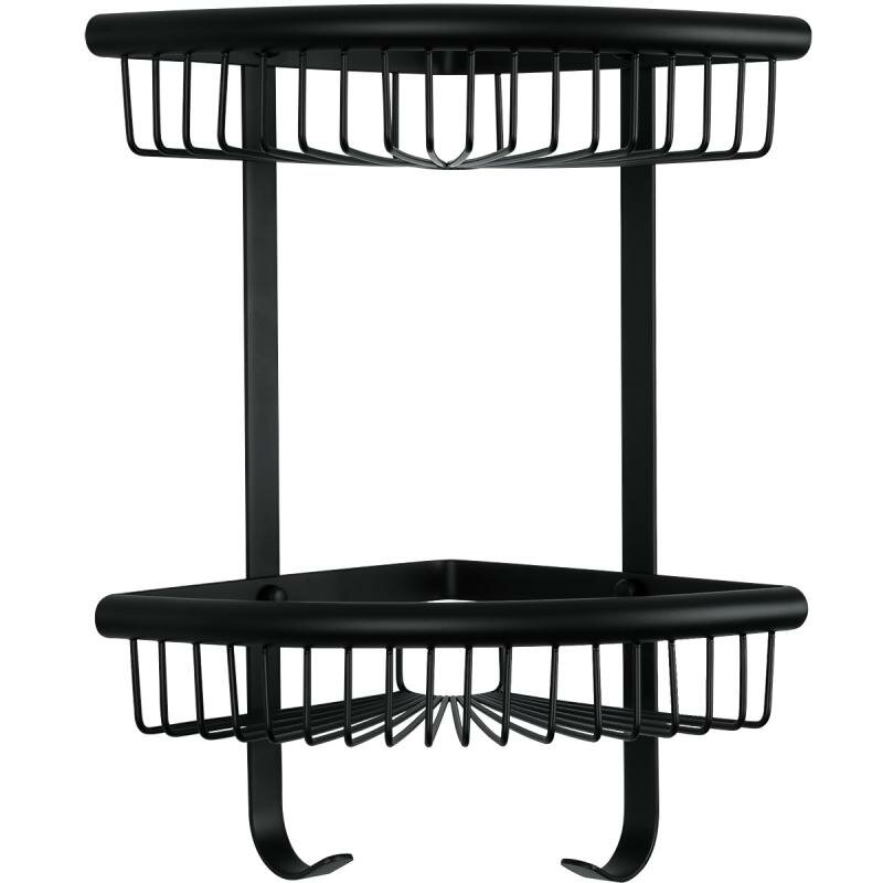 Полка- решетка. 2-х ярусная FRAP F352-16 черная, угловая, металл