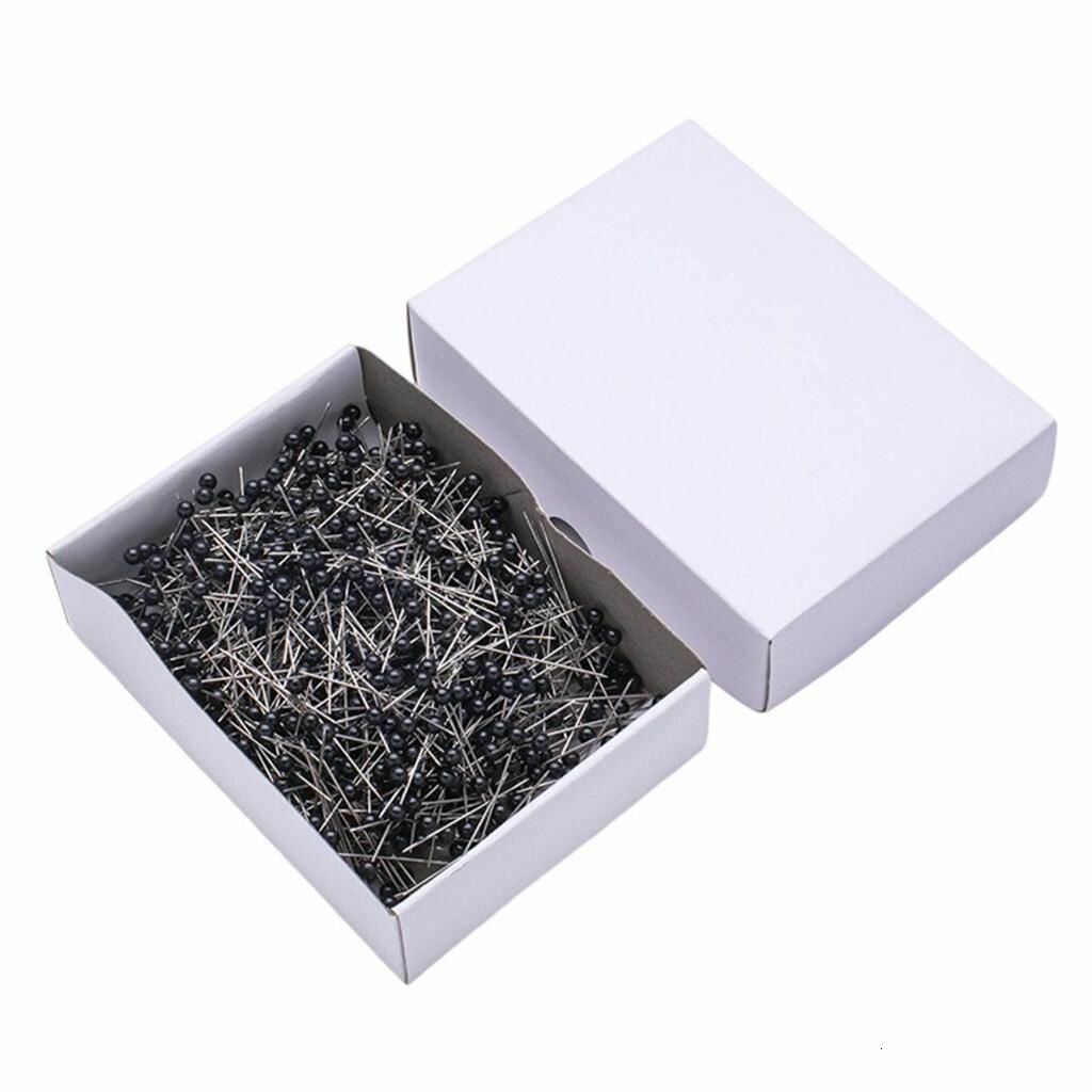 800 штук Жемчужные головки Швейные булавки из нержавеющей стали, Черный