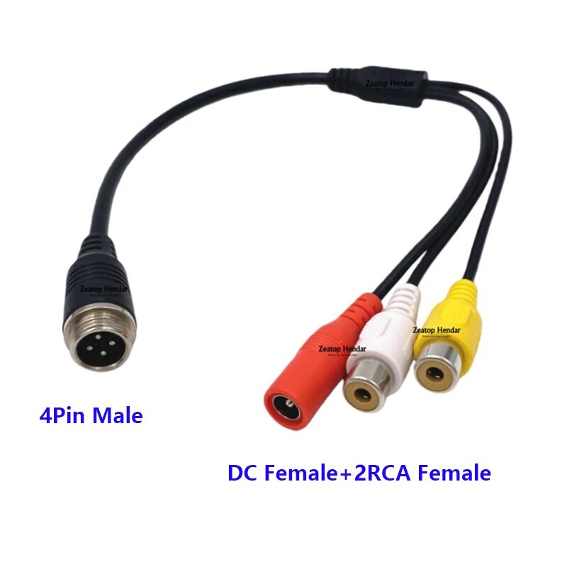 Zeatop Hendar 35 см M12 4Pin авиационный кабель RCA + DC BNC для камеры видеонаблюдения 4Pin Male1