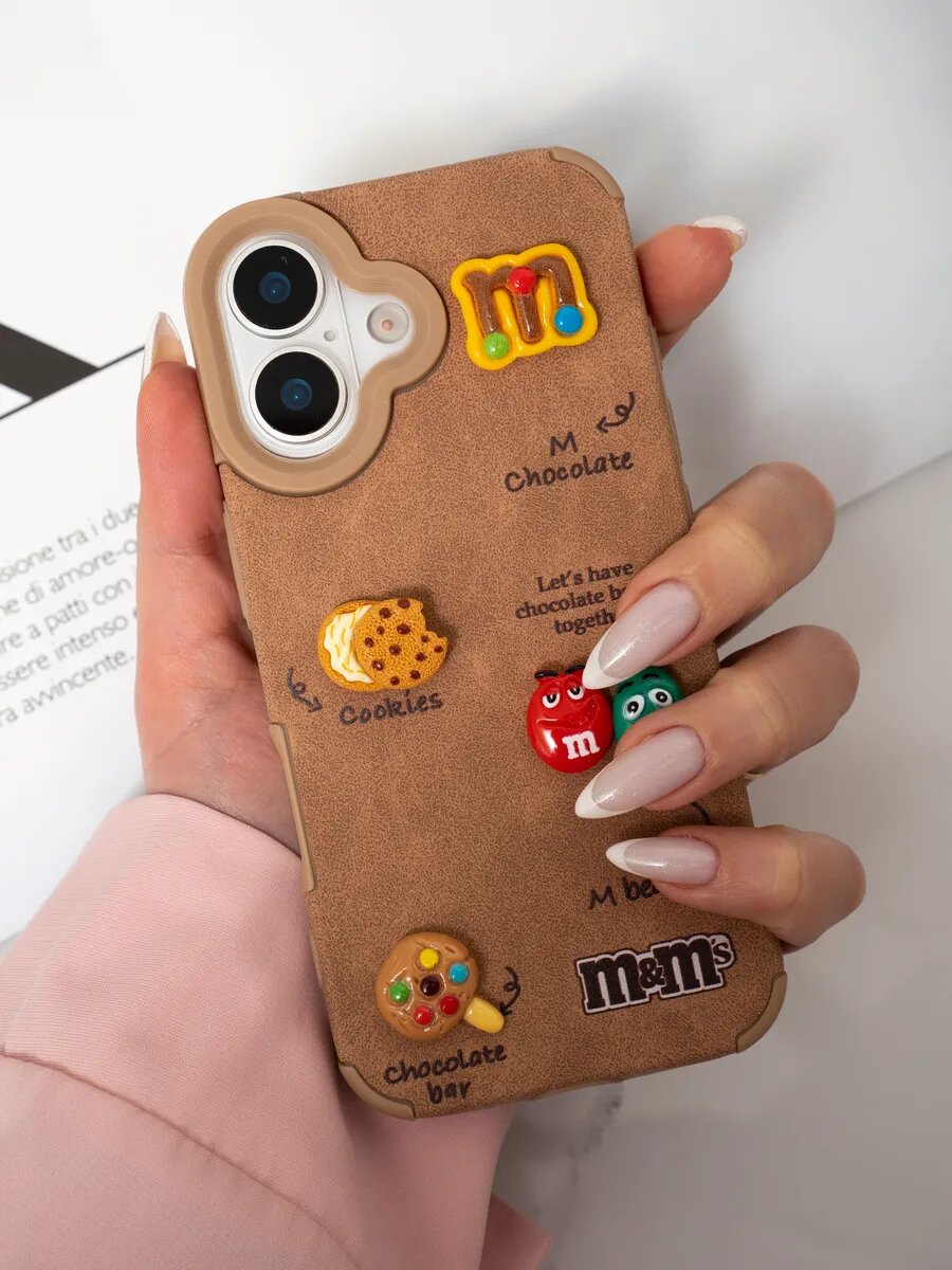 Чехол-накладка О'Кейси, для iPhone 16, с принтом, коричневый