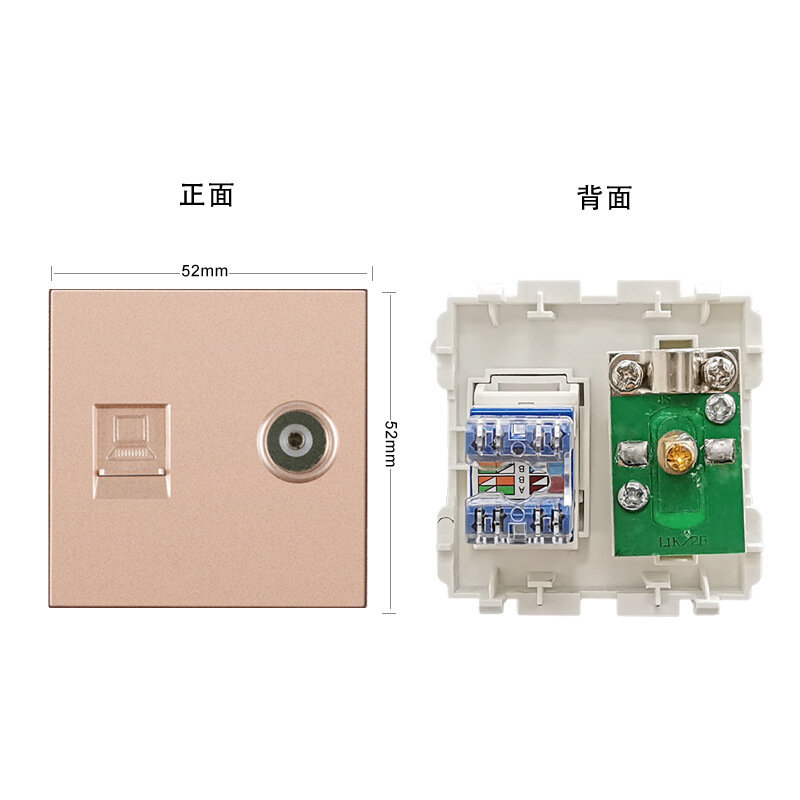 Кросс-бордерные аксессуары для настенных золотых выключателей и розеток типа 86, стеклянная рамка и модуль на 52 функции, которые можно свободно комбинировать