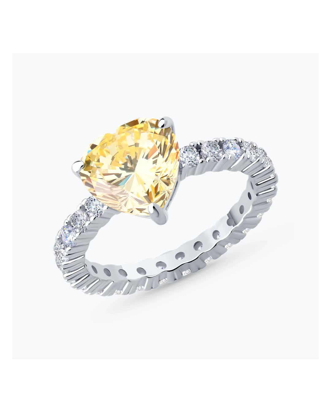 Перстень, серебро, 925 проба, родирование, фианит