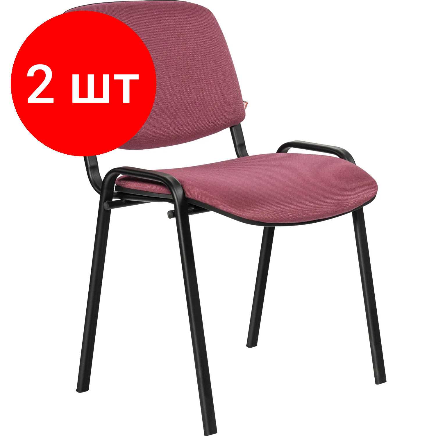 Комплект 2 штук, Стул UA_EChair Rio(изо) черн, ткань бордовый С-29